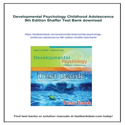 Developmental Psychology Childhood Adolescence 9th Edition Shaffer Test ...