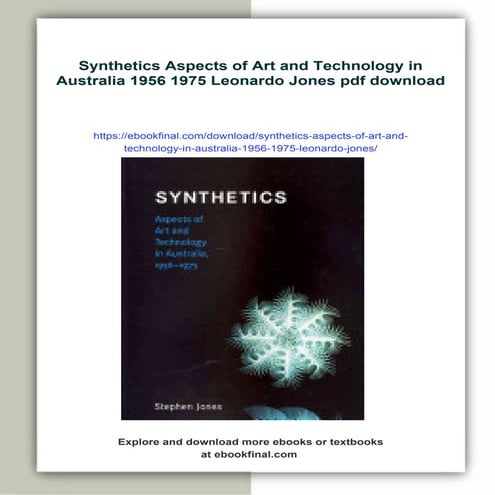 Synthetics Aspects of Art and Technology in Australia 1956 1975 ...
