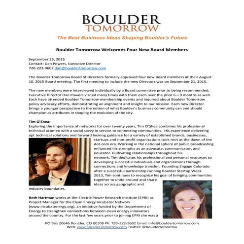 New 2015 Board Member Bios | PDF