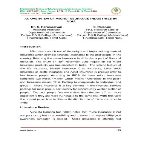 70 an overview of micro insurance industries in india | PDF