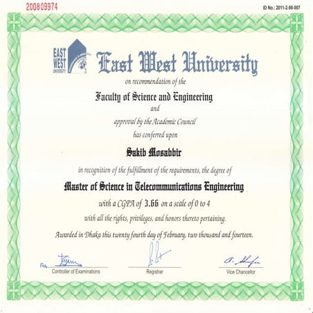 Msc Main certificate | PPT