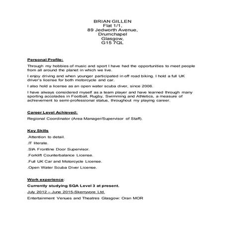 Joe Mason CV (Manchester) | DOC