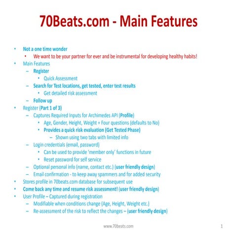 70Beats.com features | PPTX | Web Development | Internet