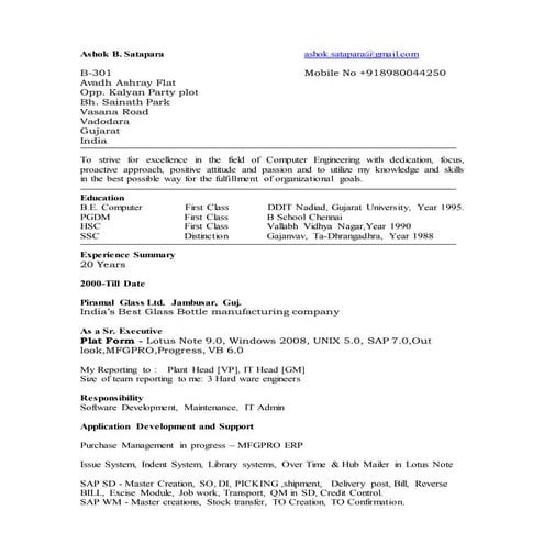 Vijay patel cv | DOC