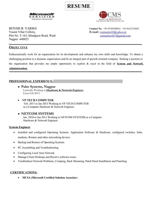 Maneesh CV - | DOCX | Computer Networking | Computing