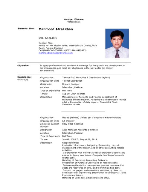 Zaid CV | DOC | Business Accounting & Finance | Business