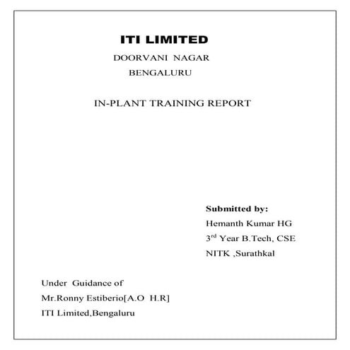 ITI REPORT HEMANTH | PDF