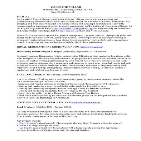 Caroline Millar CV 2016 | DOC