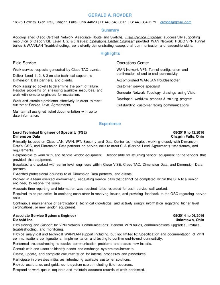 Gerald Rovder Resume