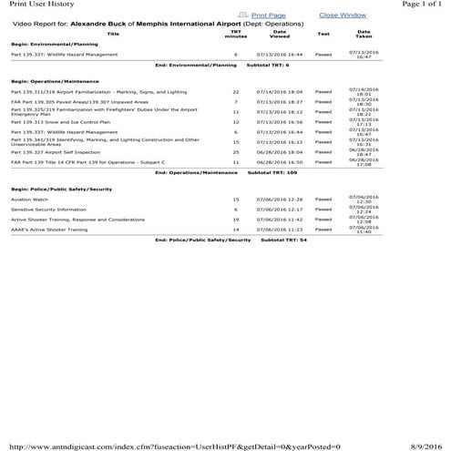Alex Buck ANTN Digicast Training Report | PDF