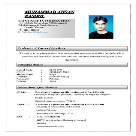 ahsan cv exp | PDF