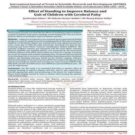 Effect of Standing to Improve Balance and Gait of Children with ...