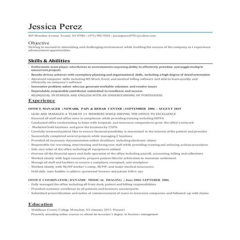 Jessica Perez Resume | PDF