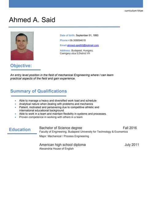 Mohamed Ahmed Fakhry CV | PDF