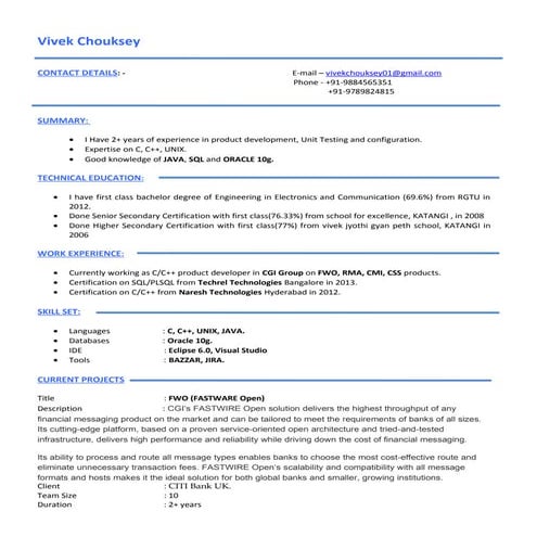 Vivek_Resume | DOC | Web Development | Internet