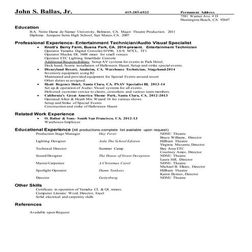 Aldo Dominic resume tv | DOCX