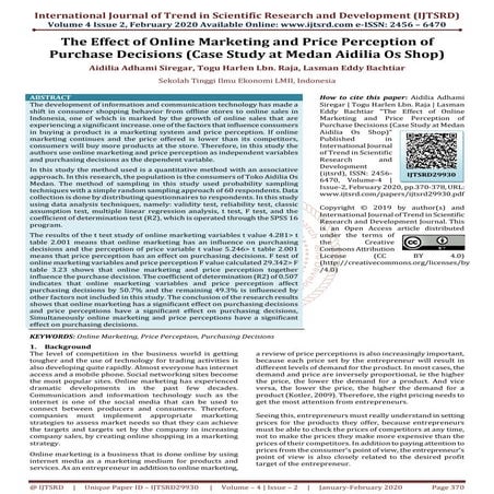 The Effect of Online Marketing and Price Perception of Purchase ...