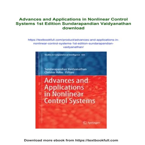 Advances and Applications in Nonlinear Control Systems 1st Edition Sundarapandian Vaidyanathan | PDF