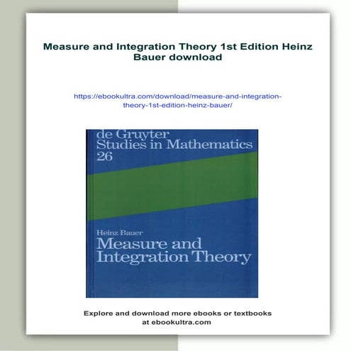 Measure and Integration Theory 1st Edition Heinz Bauer | PDF