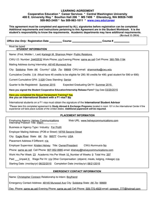 Internship Registeration2 | DOC | Undergraduate Education | College Education