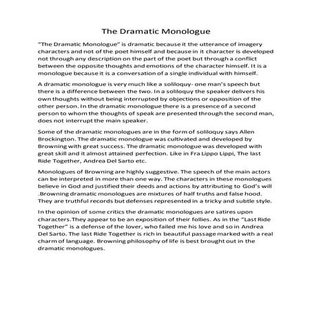 Dramatic Monologue Examples