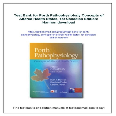Test Bank for Porth Pathophysiology Concepts of Altered Health States ...