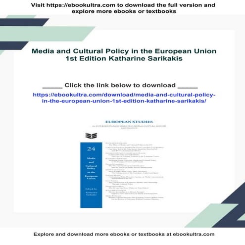 Media and Cultural Policy in the European Union 1st Edition Katharine ...