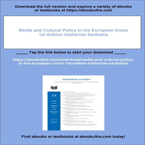 Media and Cultural Policy in the European Union 1st Edition Katharine ...