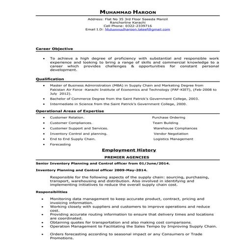 Muhammad Haroon- CV-1 | DOC | Business Administration | Business