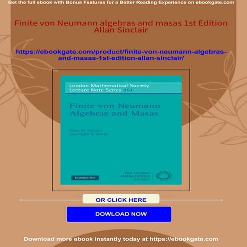 Finite von Neumann algebras and masas 1st Edition Allan Sinclair | PDF