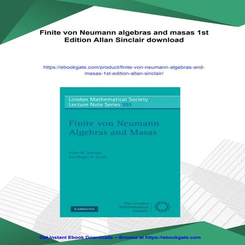 Finite von Neumann algebras and masas 1st Edition Allan Sinclair | PDF