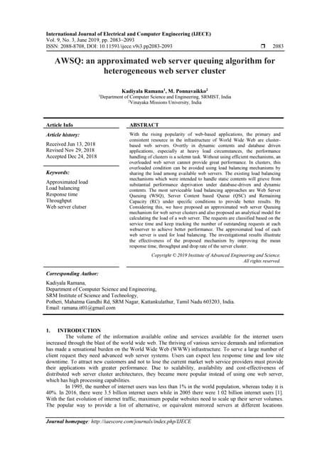 Awsq An Approximated Web Server Queuing Algorithm For Heterogeneous