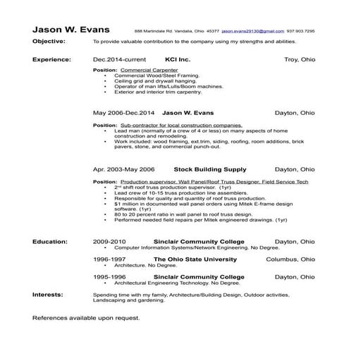 evans resume | PDF