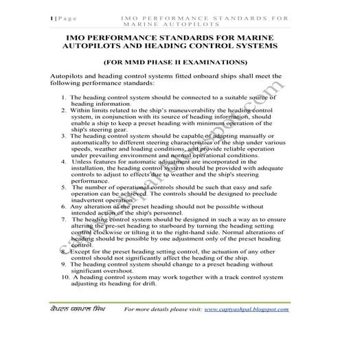 PERFORMANCE STANDARDS FOR AUTOPILOT | PDF