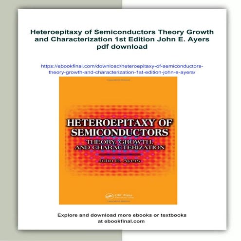 Heteroepitaxy of Semiconductors Theory Growth and Characterization 1st ...