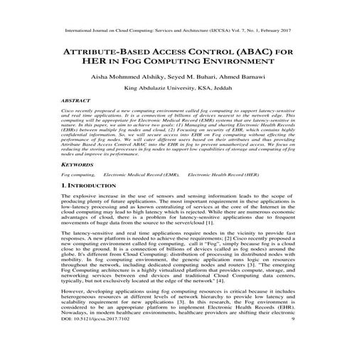Attribute Based Access Control Abac For Her In Fog Computing Environment Pdf