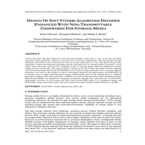 Design Of Soft Viterbi Algorithm Decoder Enhanced With Non