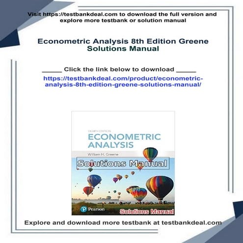 Econometric Analysis 8th Edition Greene Solutions Manual | PDF