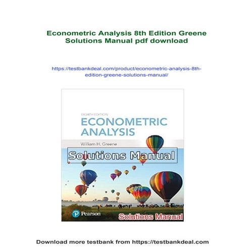 Econometric Analysis 8th Edition Greene Solutions Manual | PDF
