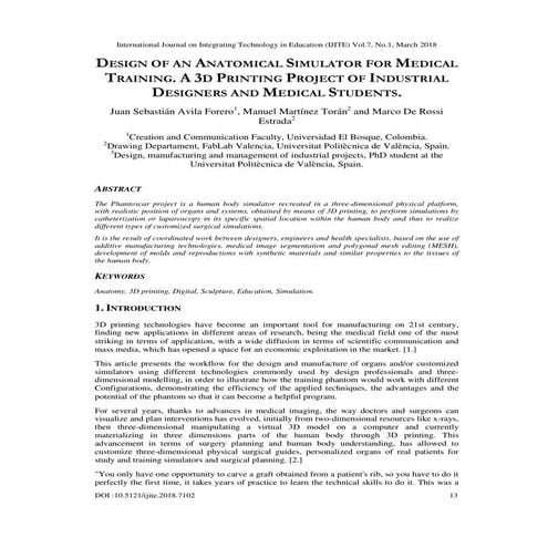 DESIGN OF AN ANATOMICAL SIMULATOR FOR MEDICAL TRAINING. A 3D PRINTING ...