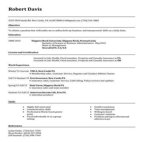 Robert Resume (1) | DOCX | Business Administration | Business