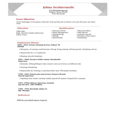Johna resume | DOCX
