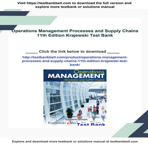 Operations Management Processes and Supply Chains 11th Edition ...