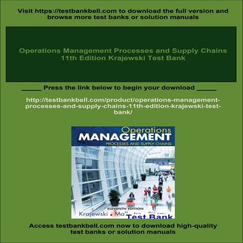 Operations Management Processes and Supply Chains 11th Edition ...