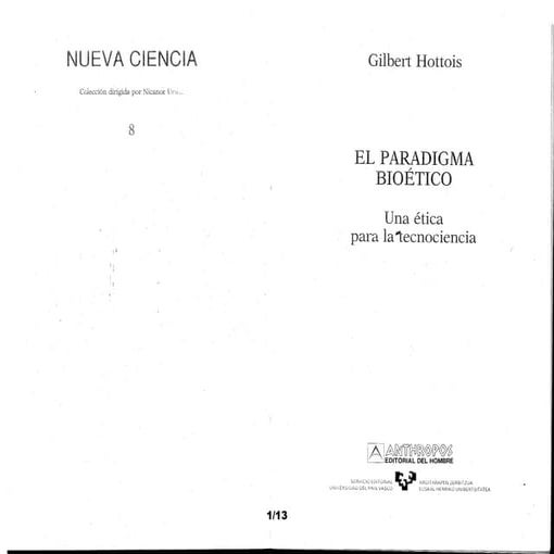 71297 hottois -_el_paradigma_bioetico_cap_1 | PDF