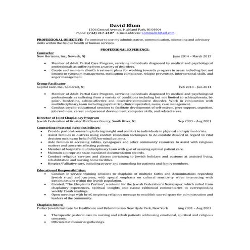 David Blum Resume - 041415 | DOC