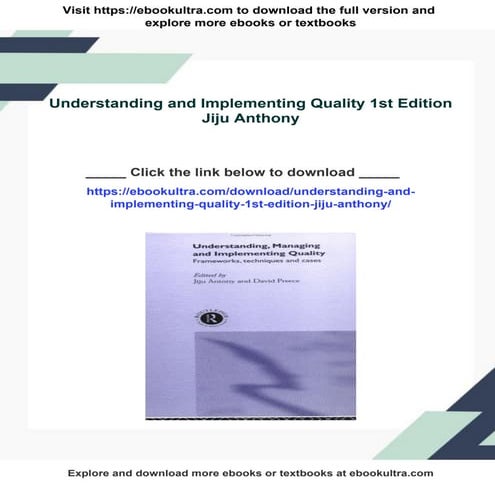 Understanding and Implementing Quality 1st Edition Jiju Anthony | PDF