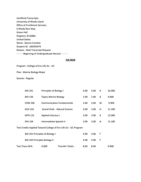 NC State Official Final Transcript | PDF