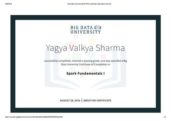 Big Data University BD0211EN Certificate _ Big Data University | PPT