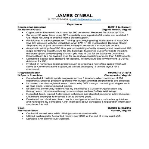 James O'Neal Resume | DOCX